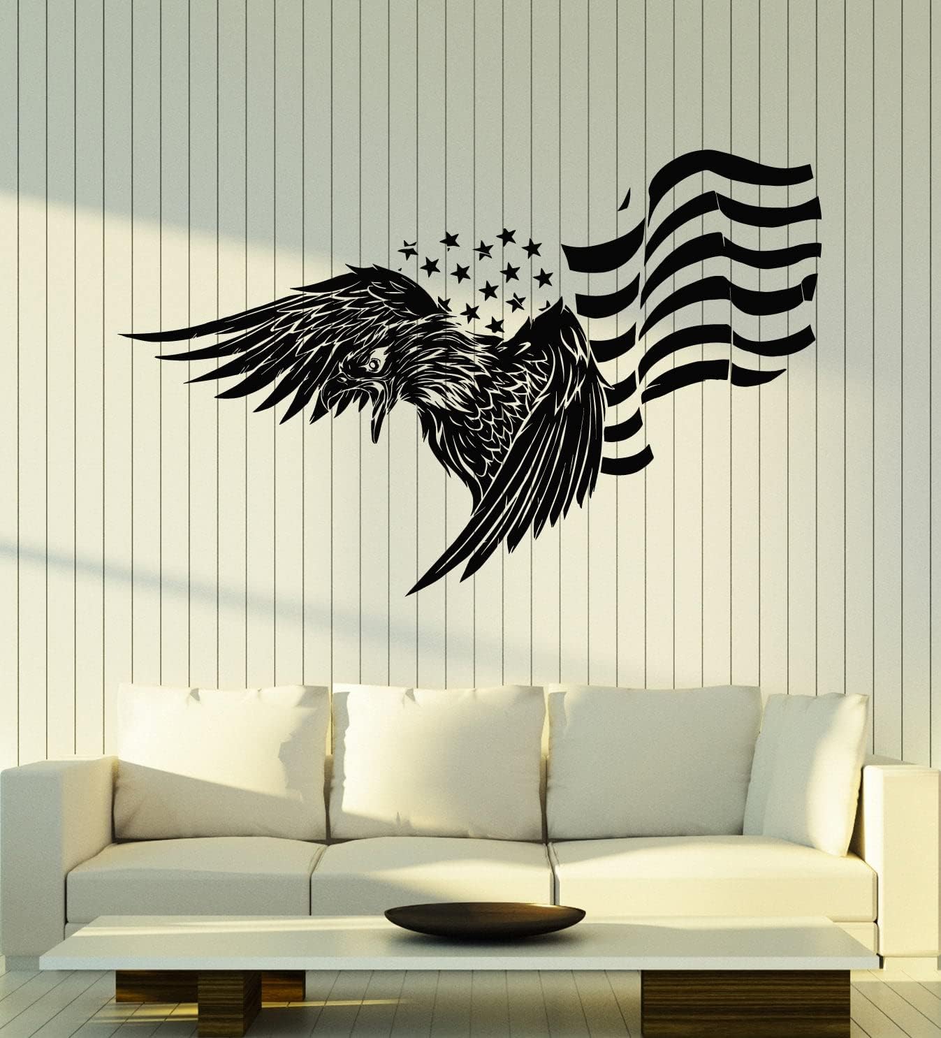 Amazon.com: Large Vinyl Wall Decal American Flag Symbol Flying Eagle ...