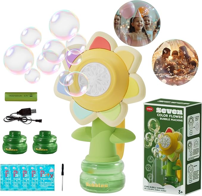 Amazon.com: WABALLO Bubble Machine for Kids, Automatic Sunflower Bubble ...