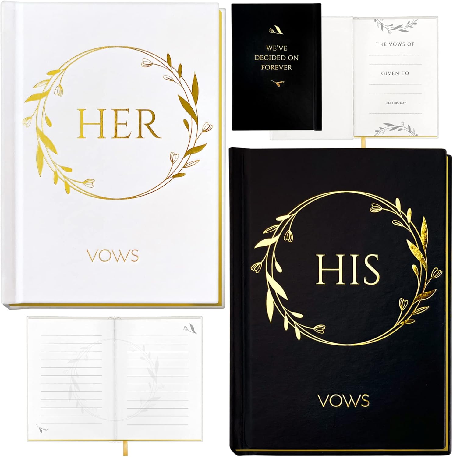 Amazon.com: Hardcover Vow Books Set, Black and White Vow Books for Wedding, Stylish Vow Books ...