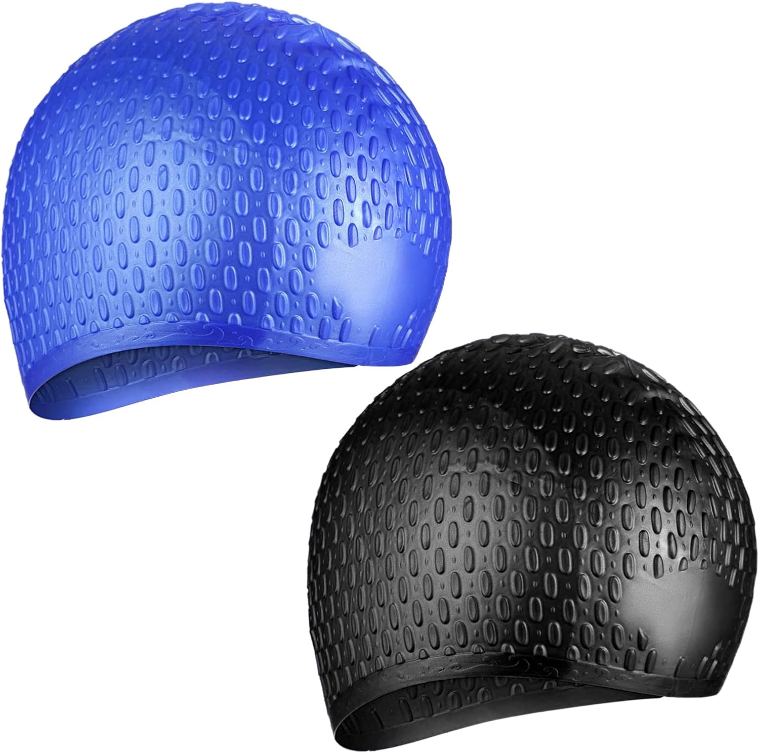 Silicone Swimming Caps, 2 PCS Adult Swim Hat Keep Hair Dry Waterproof ...