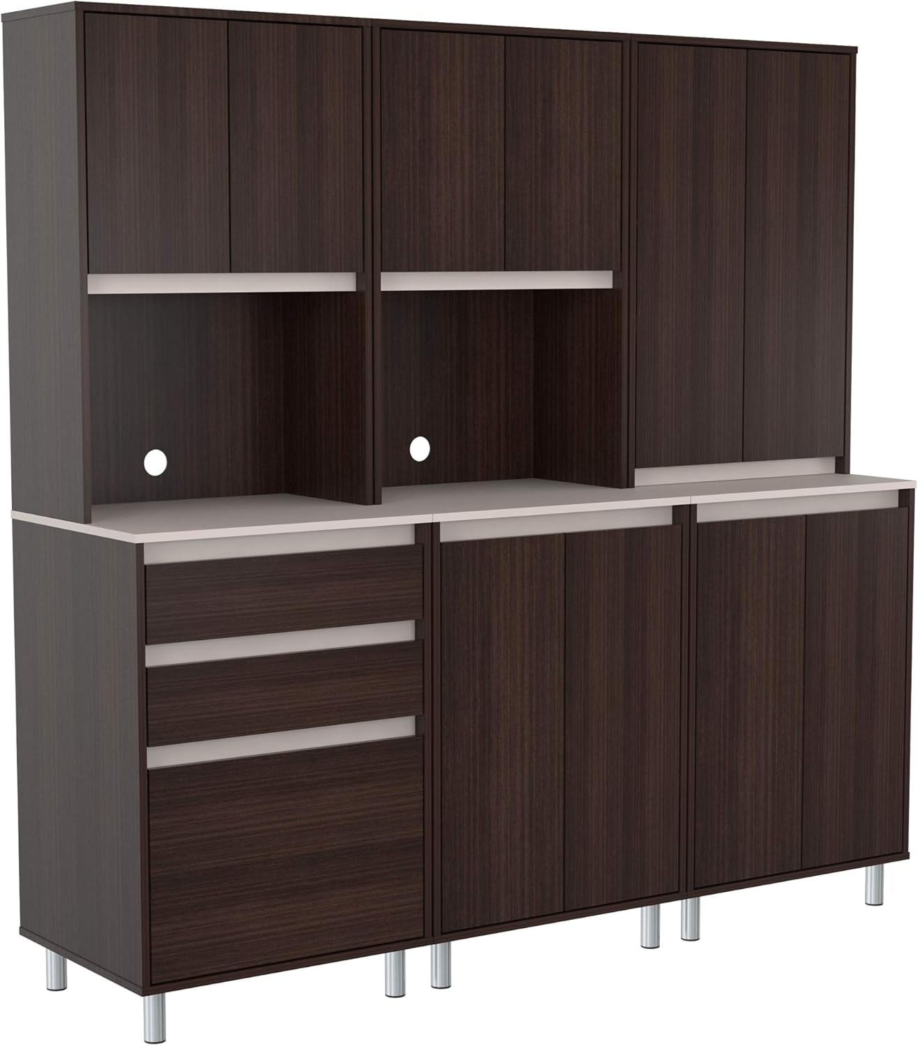 Amazon.com: Inval AMBROSSIA 3-Piece Breakroom Storage System Espresso ...