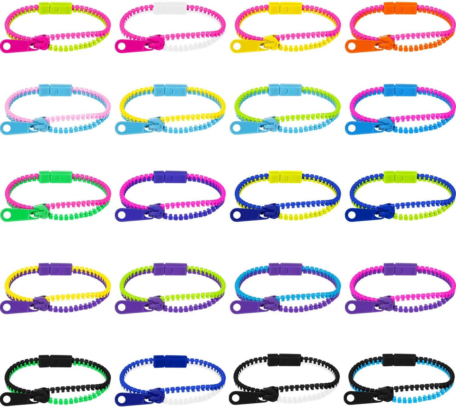 Amazon.com: 20 Pieces Zipper Bracelets Fidget Toys 7.5 Inches Sensory ...