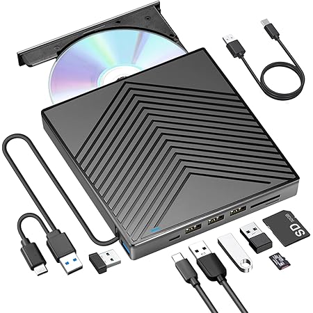 Amazon.com: ROOFULL USB External CD DVD +/-RW Drive with SD Card Slot ...