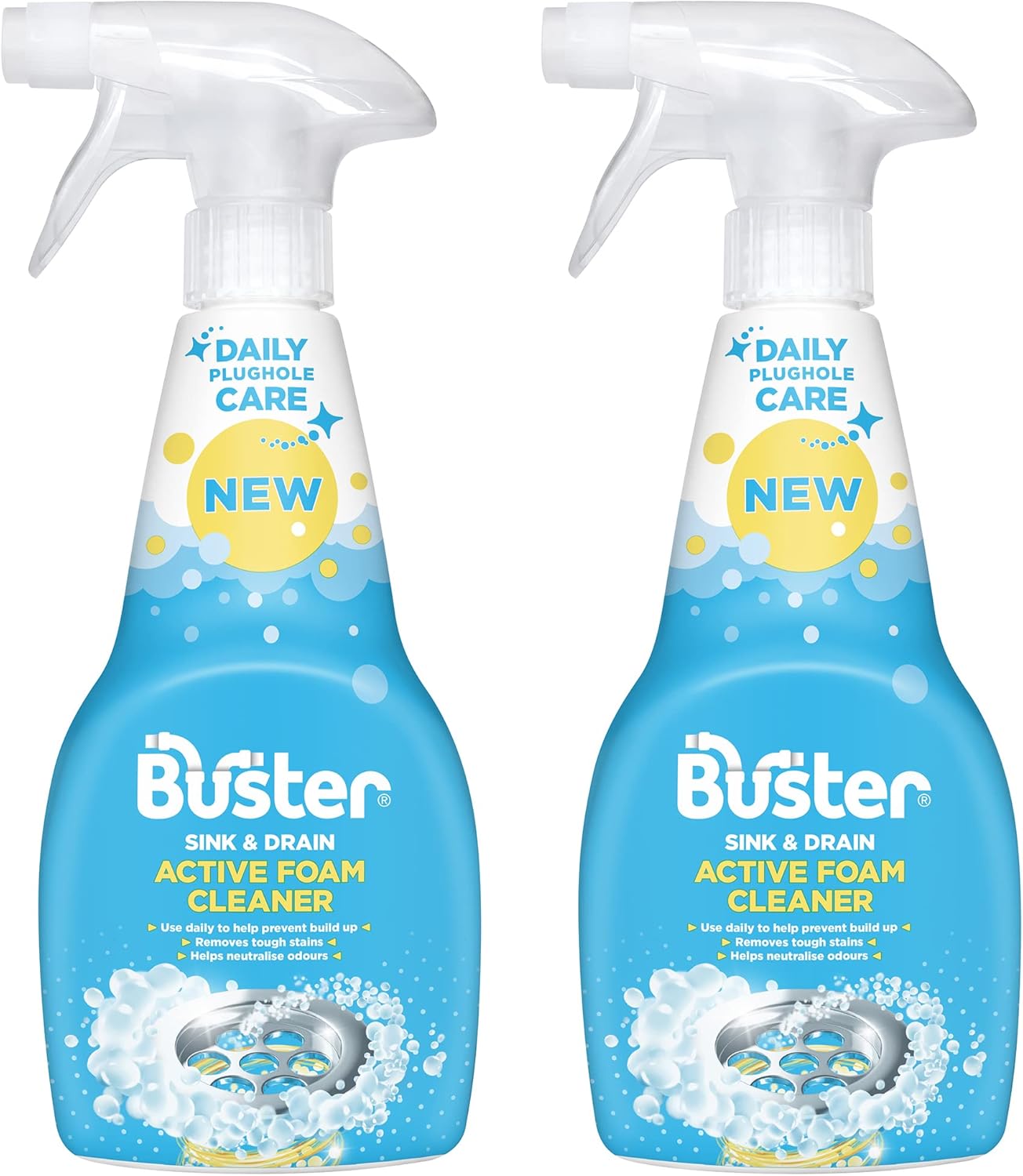 Amazon.com: BUSTER Active Foam Sink & Drain Cleaner 500ml x 2 - Sink ...
