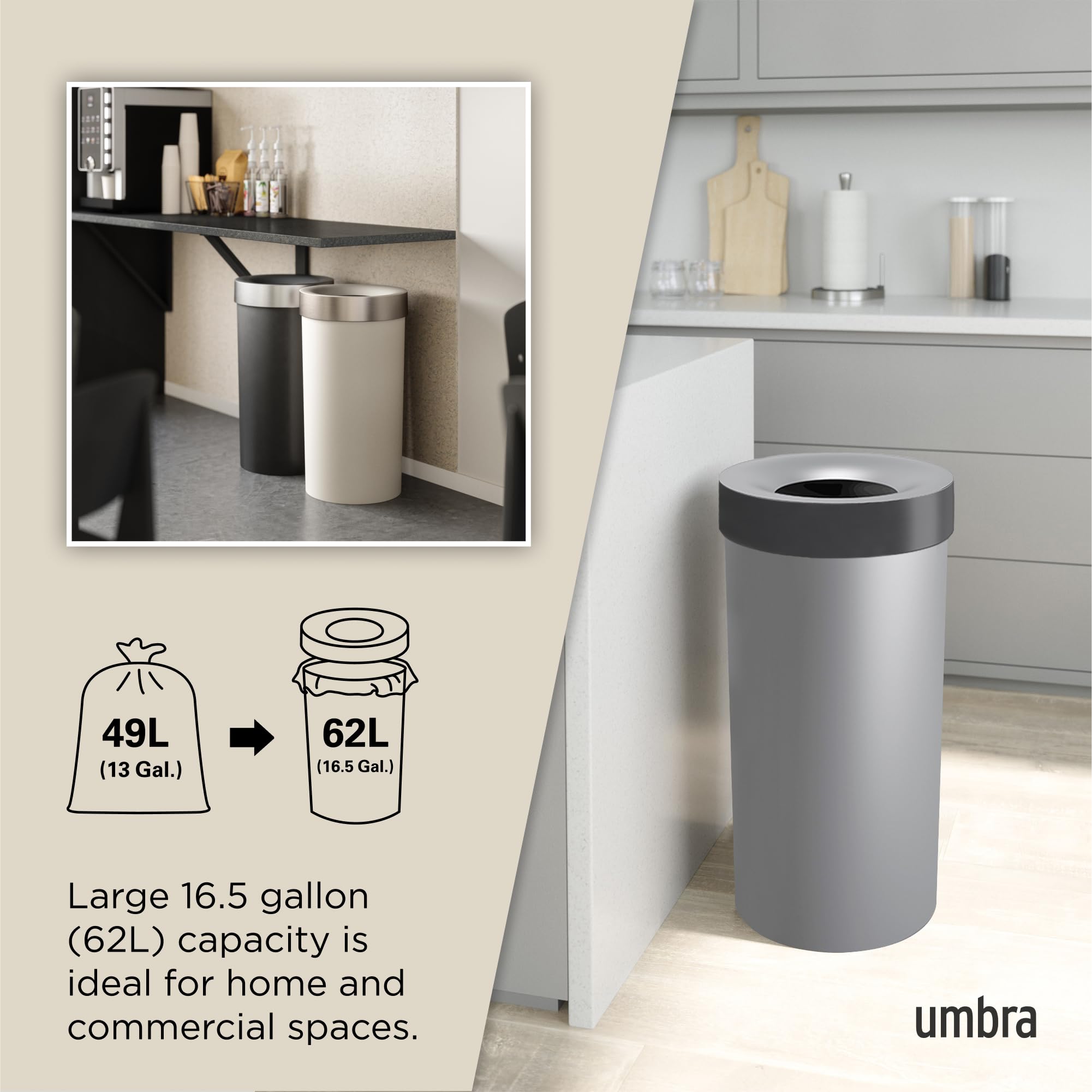 Snapklik.com : UMBRA Vento Kitchen Trash Can