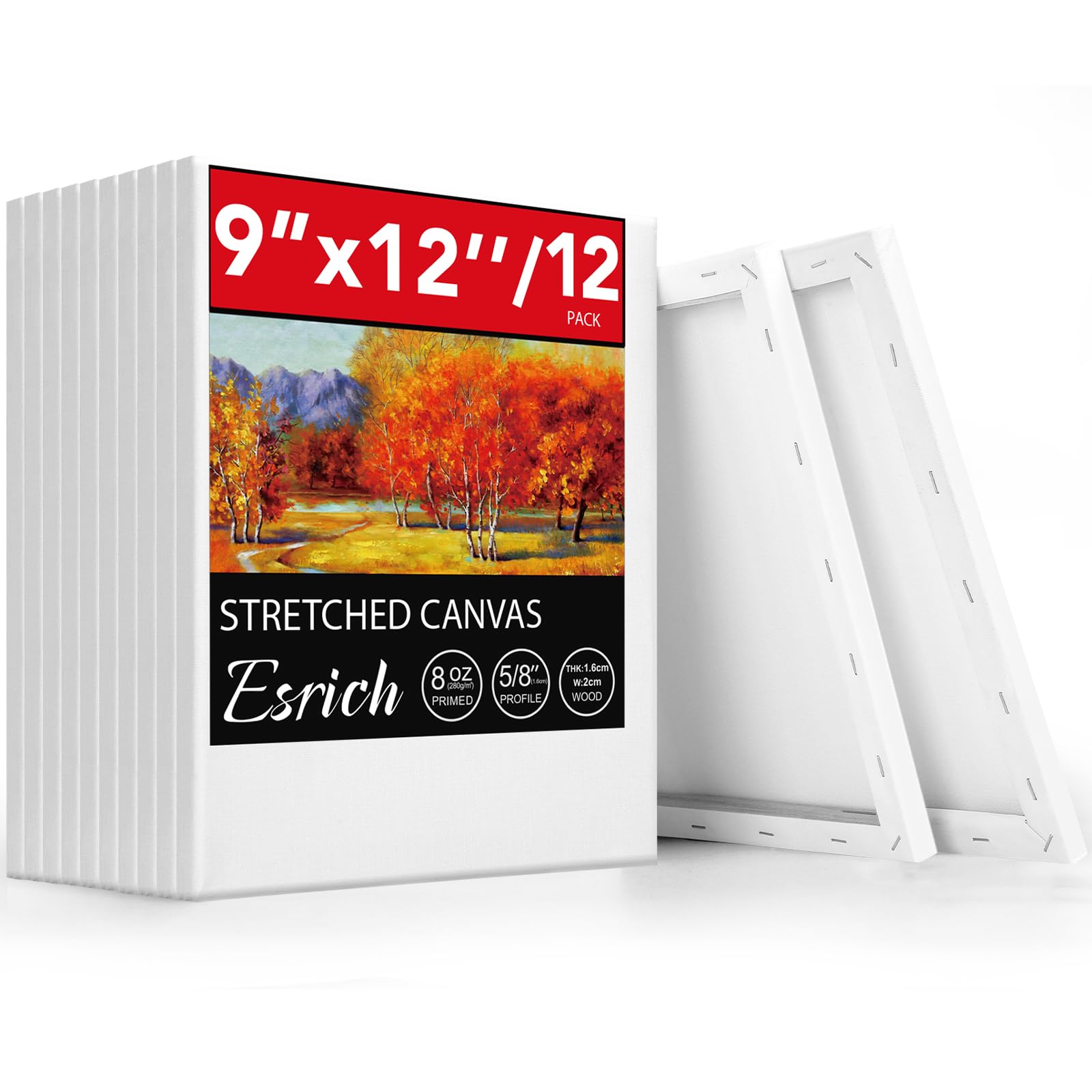 Amazon.com: ESRICH Stretched Canvas for Painting, 12 Pack 9x12 Inch ...