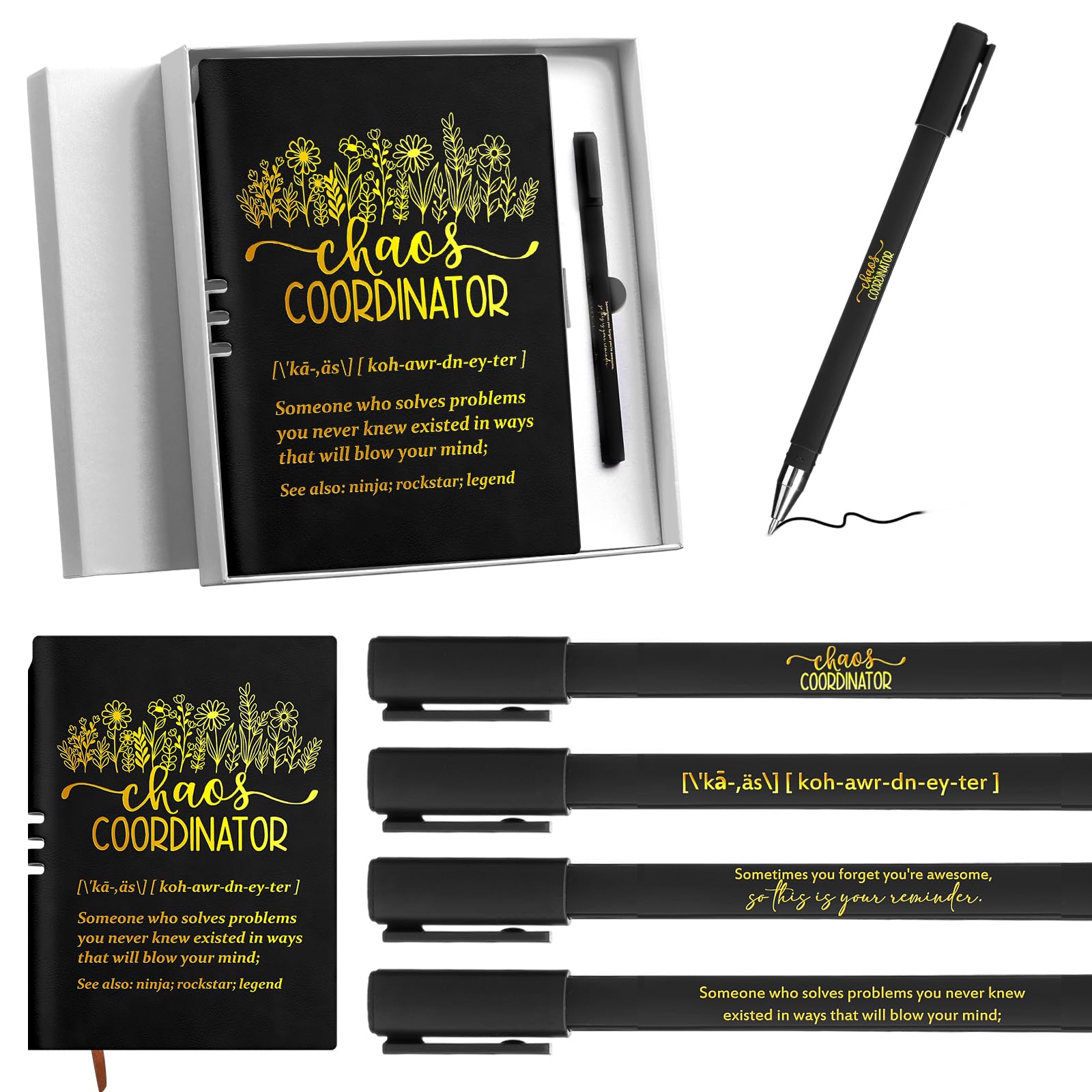 Amazon.com : Sinload 4 Pcs Chaos Coordinator Notebook and Pens Gift Set ...