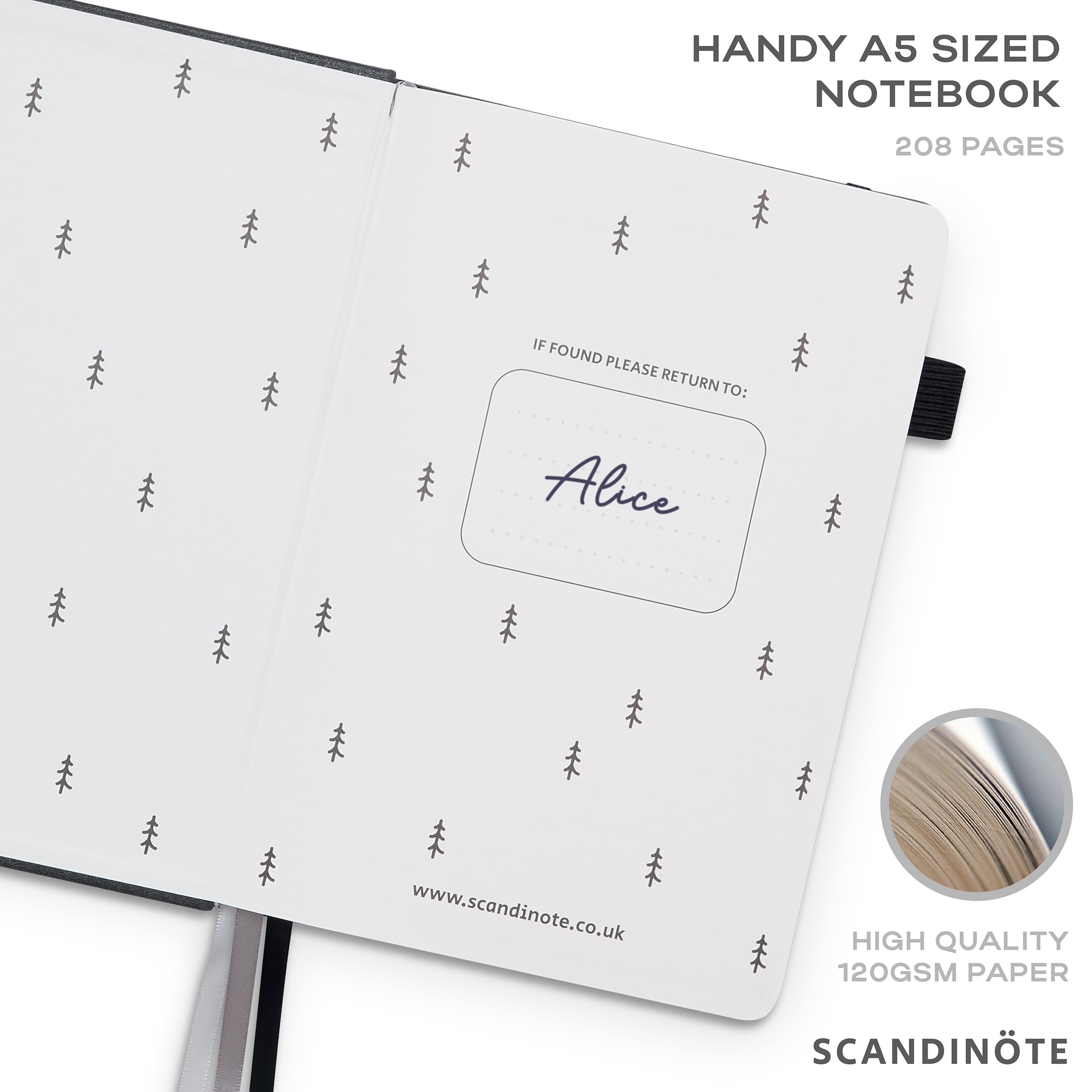 Scandinote A5 Bullet Dotted Journal – Charcoal, 208 Pages, 120gsm Paper ...
