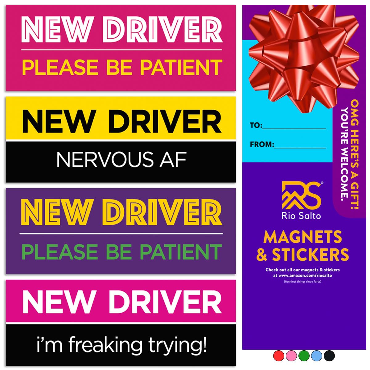 Amazon.com - Rio Salto 4-Pack Large New Driver Car Magnet Please Be ...