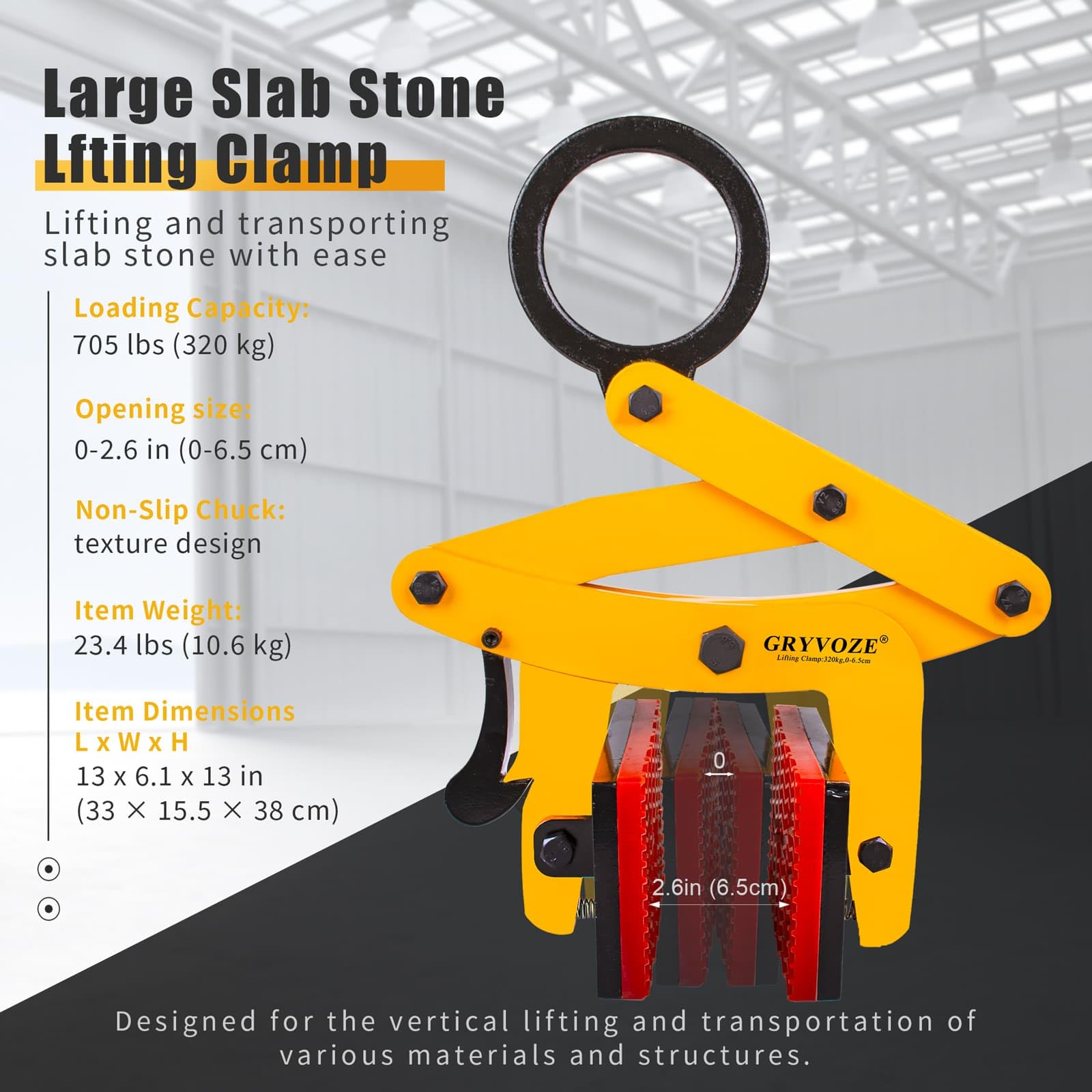 Snapklik.com : 705 Lbs Large Slab Stone Lfting Clamp, 0-2.6" A Shaped ...