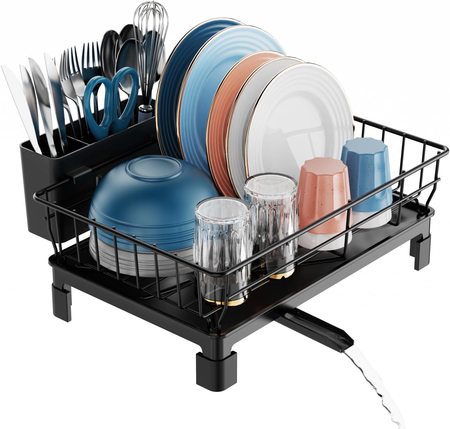 simplywire – Square Dish Drainer – Plate Drying Rack – Black Plastic ...