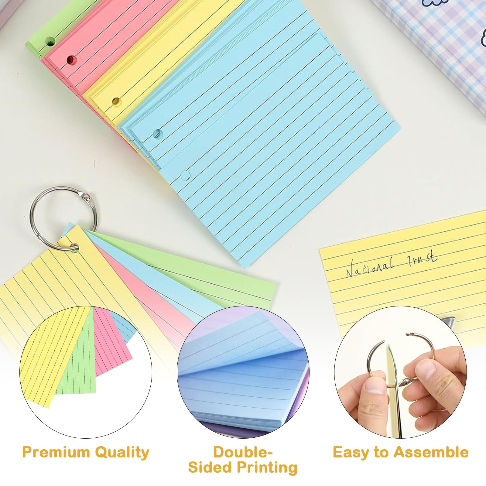 600 Pcs Flash Cards, A6 Multicoloured Flashcards, Revision Cards with ...