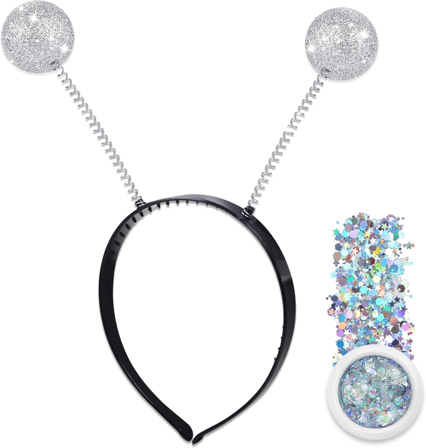 Amazon.com: Alien Headband with Glitter, Silver Martian Alien Antenna ...