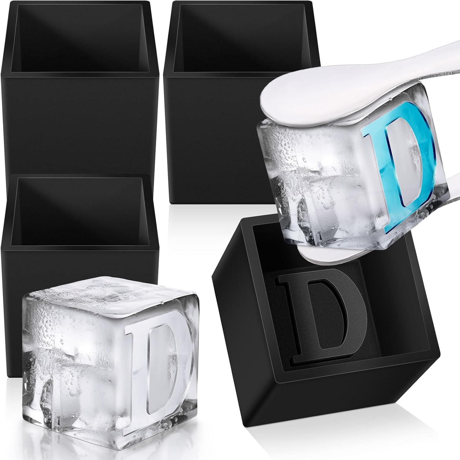 Amazon.com: Teenyyou 4 Pcs 2" Monogrammed Whisky Ice Cube Mold Custom ...