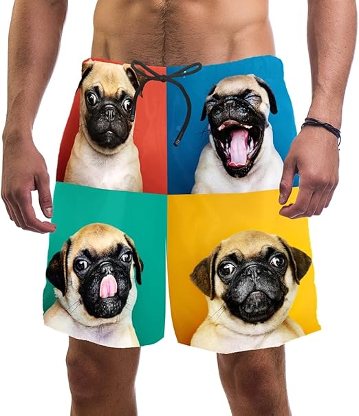 bm21S1HGJ Pug Puppy Men's Beach Shorts Ladies Summer Beach Shorts ...