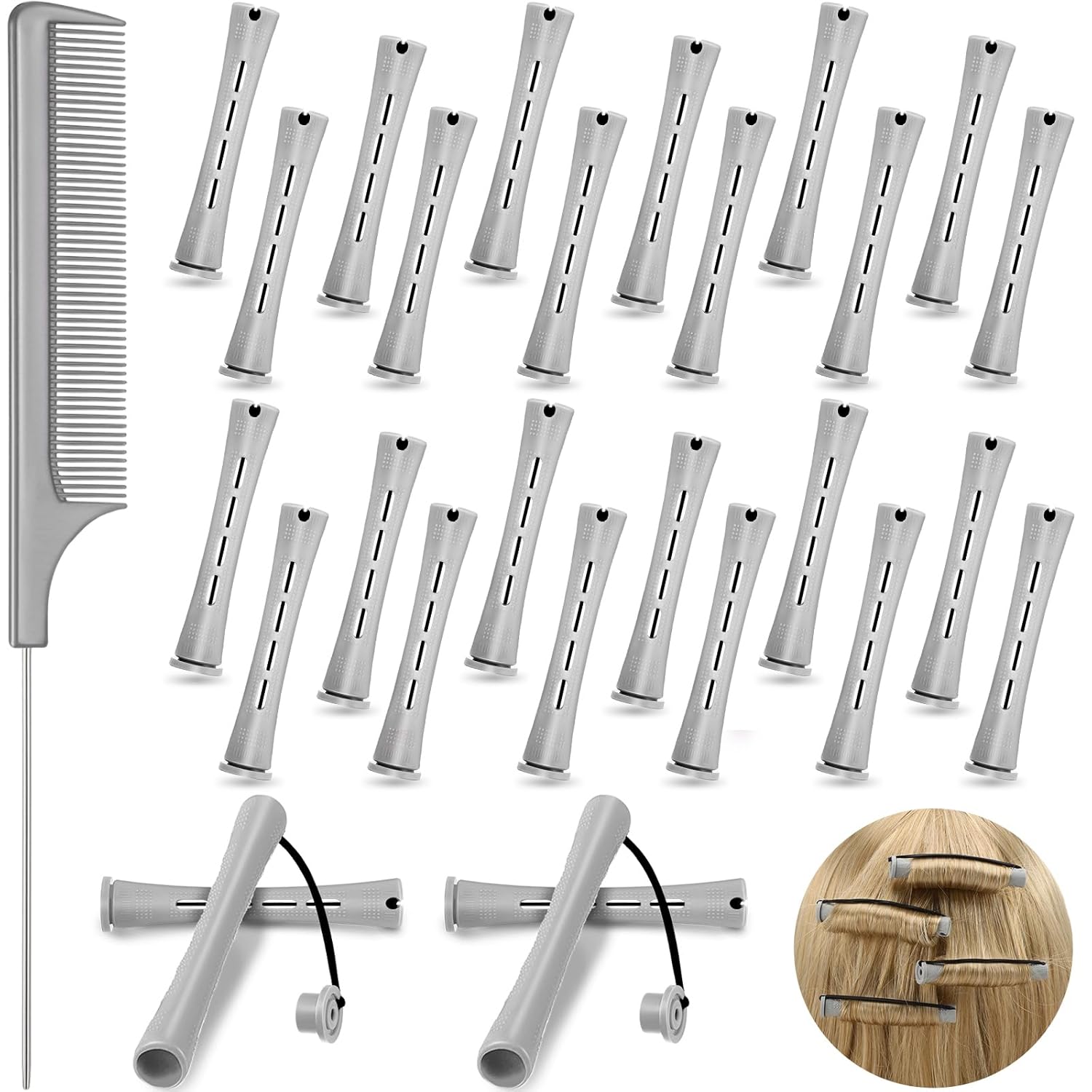 Amazon.com : Chuangdi 24 Pcs Hair Perm Rods Plastic Cold Wave Perming ...