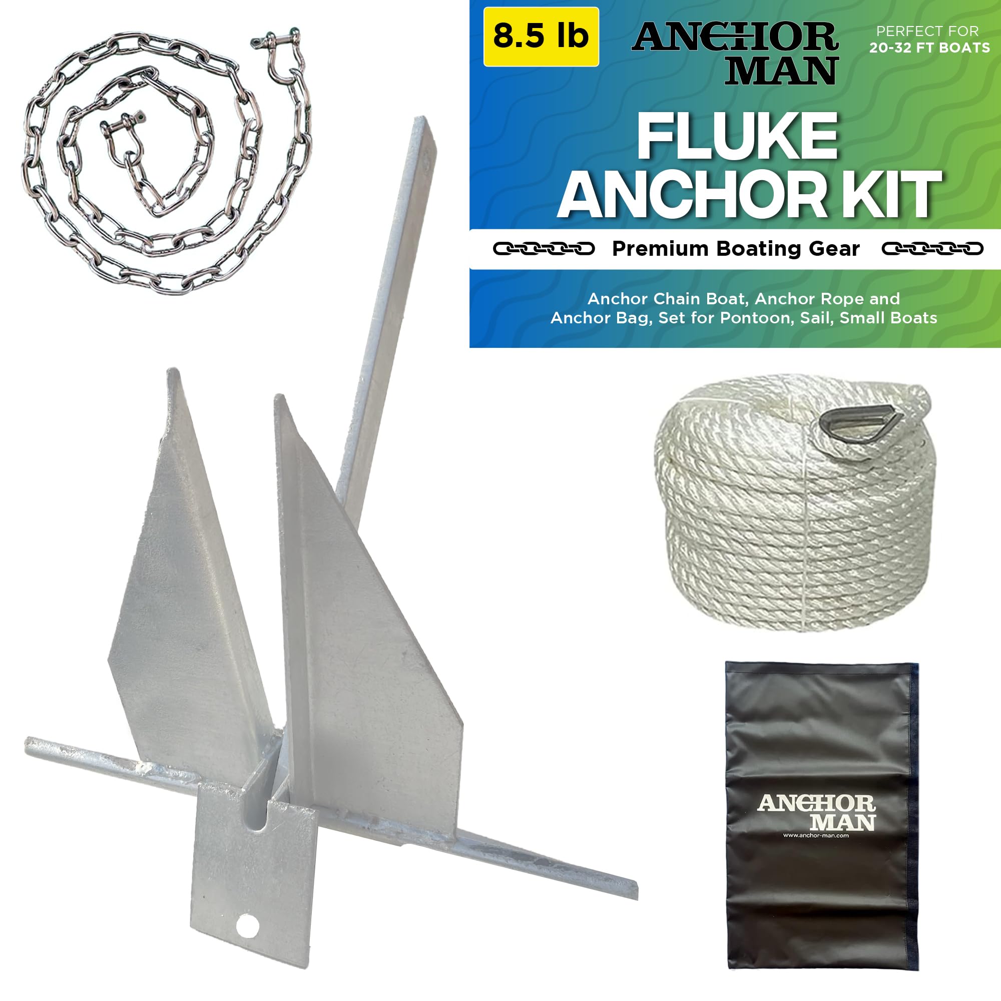 Buy Premium Boat Anchor Kit - Fluke Style Anchors with Anchor Chain, Anchor Rope & Anchor Bag ...