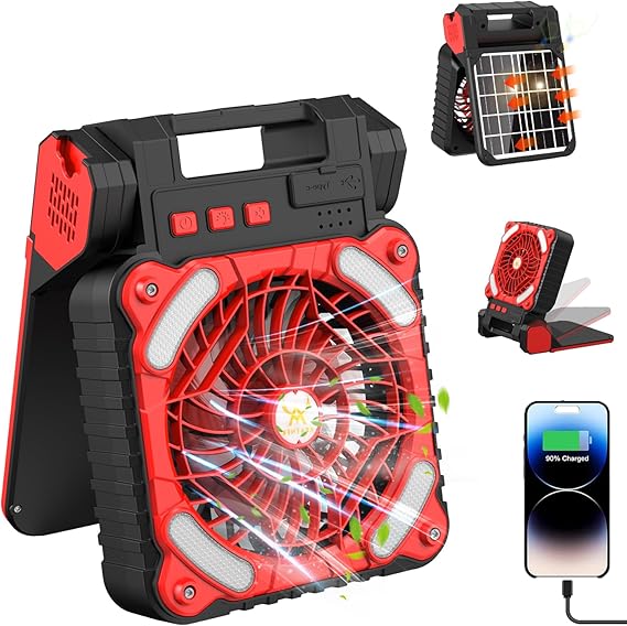 Amazon.com: Apatner Solar Camping Fan for Greenhouse, 11000mAh Outdoor ...