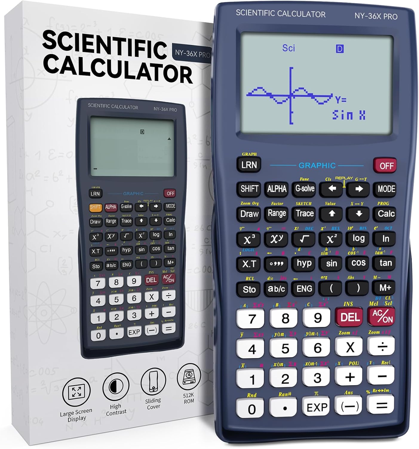 ROATEE 36X Pro Graphing Scientific Calculator with 360+ Functions and High-Resolution Display ...