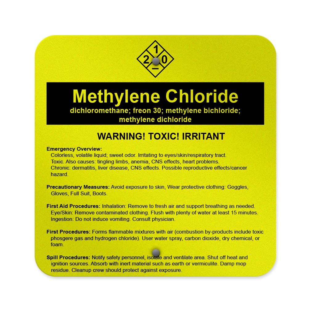 Aluminum Square Metal Sign Multiple Sizes Methylene Chloride ...