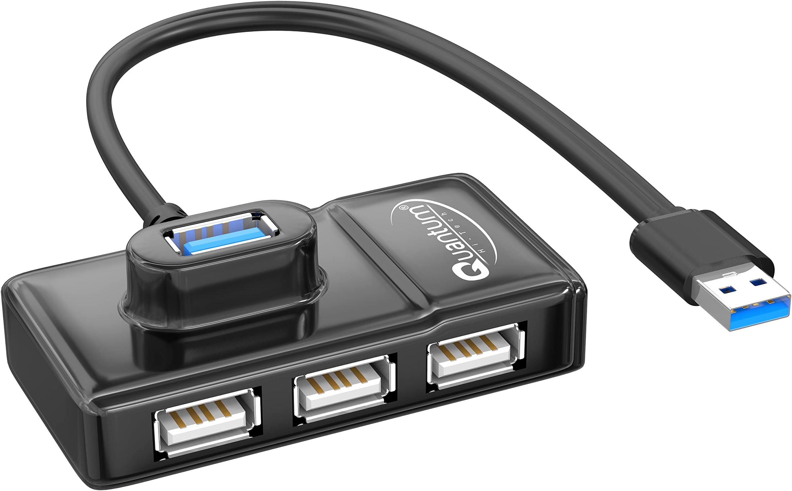 Quantum 4 Port USB Hub (1 Port 3.0 & 3 Port 2.0) with High Speed Data Transfer, Plug Play Usage ...