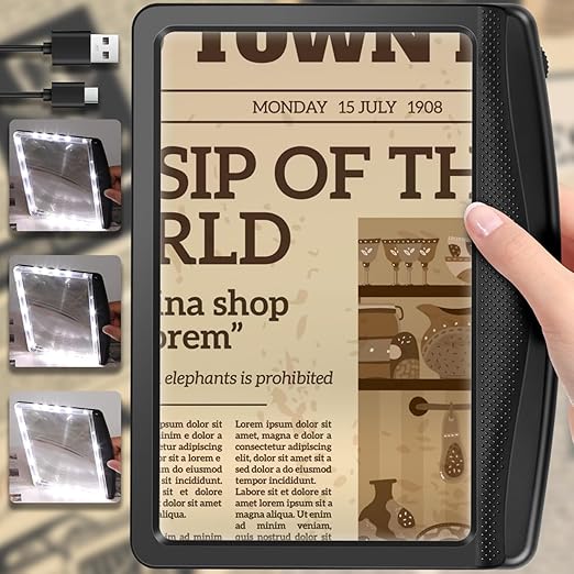 Amazon.com: 5X Rechargeable Magnifying Glass for Reading, Large Bright ...