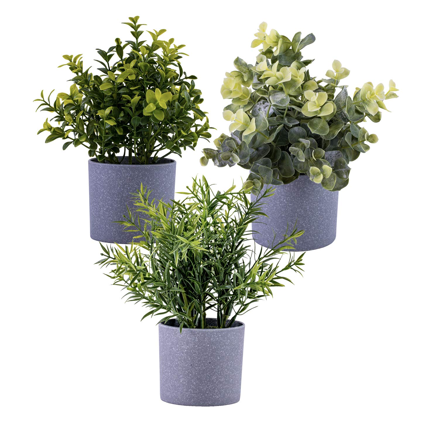 Buy 3 Pack Small Potted Artificial Plants, Small Plastic Green Plant ...