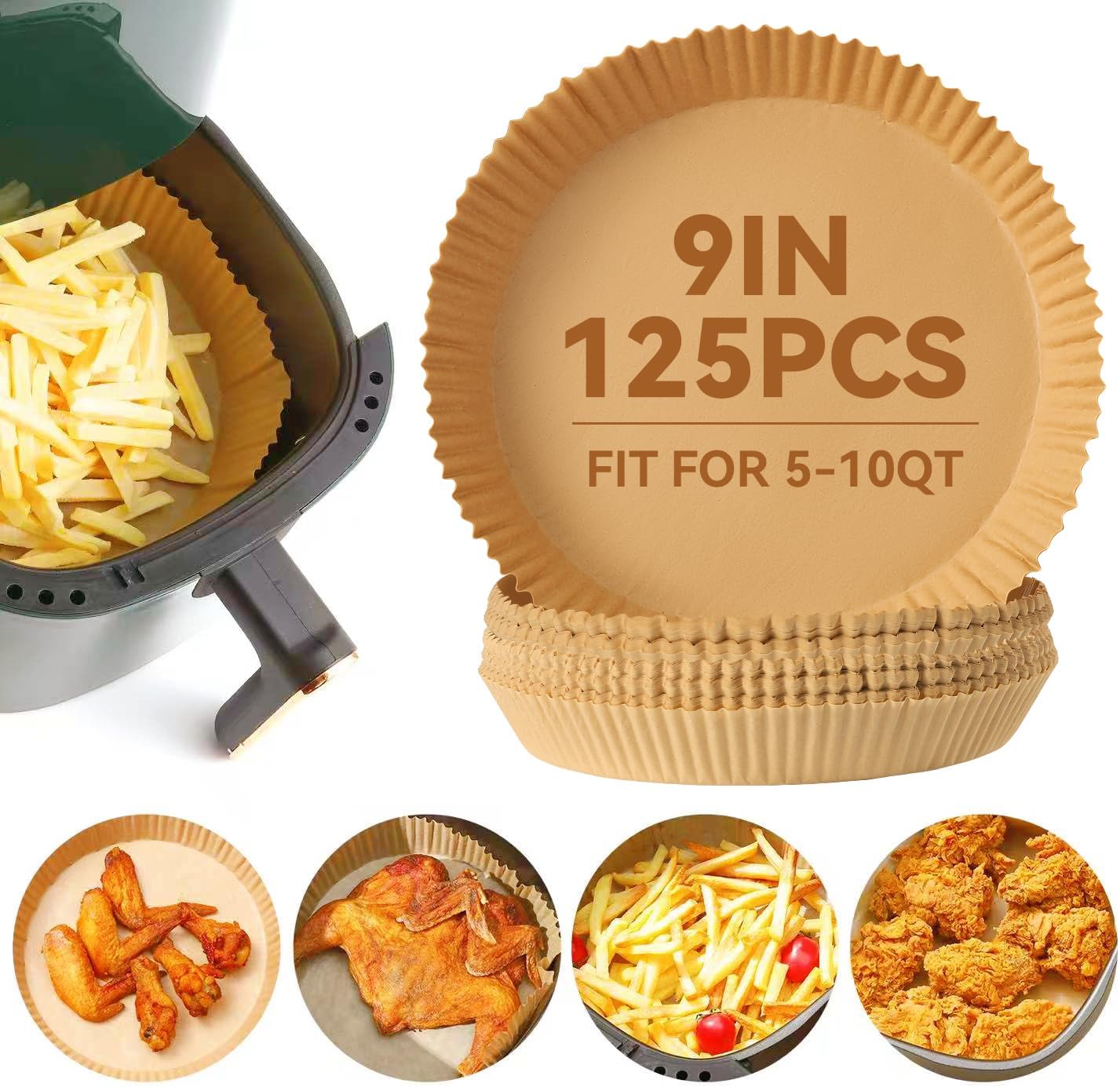 Amazon.com: Air Fryer Paper Liner, Unbleached & Biodegradable Material ...