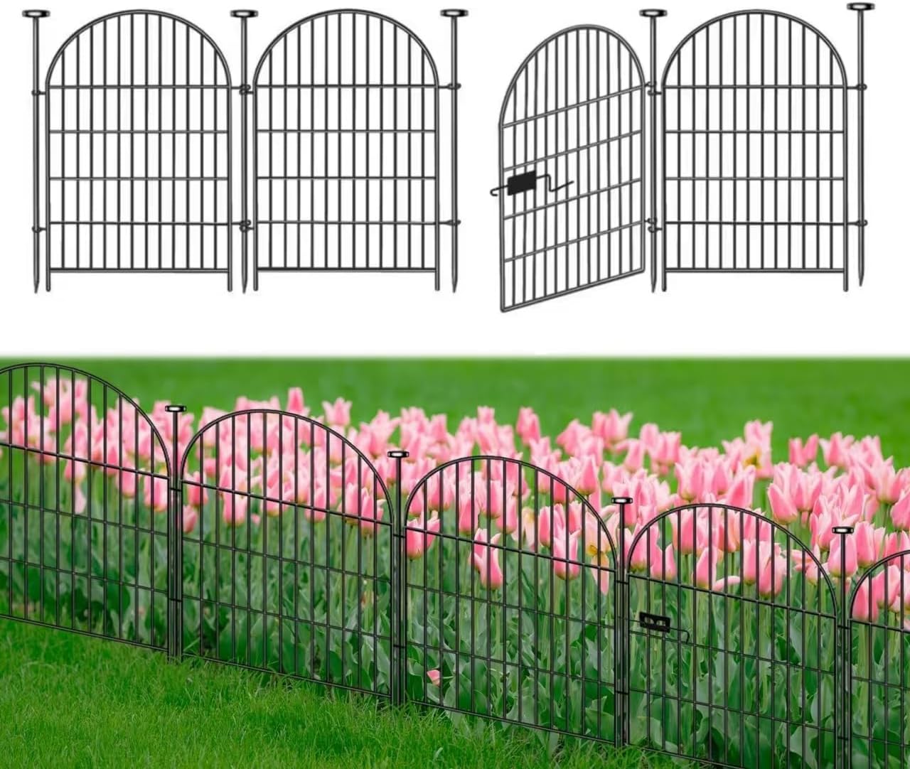 Amazon.com : Okaygardn Tall Garden Fence with Gate, 4 Panels Fences for ...