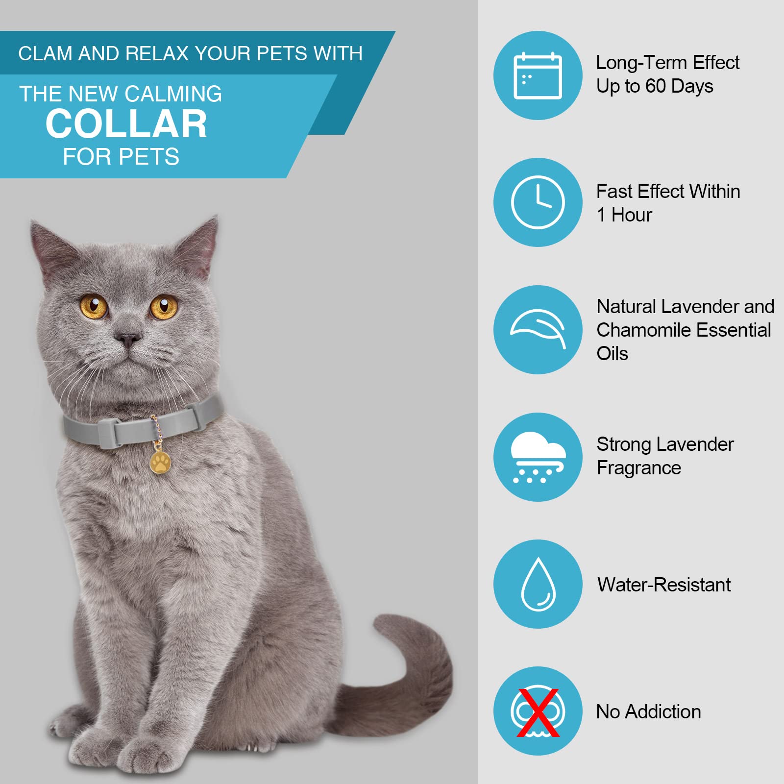 FanShowCalming Collar For Cats Pheromones Cat Soothing Collar Anti Stress Cat Long-lasting ...
