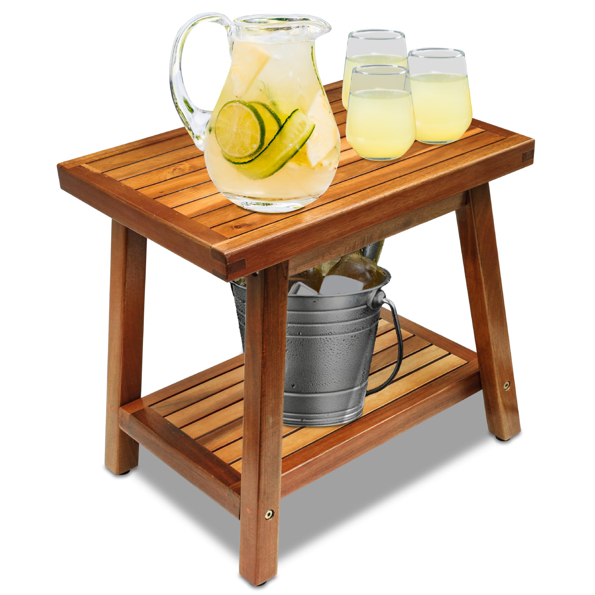 Amazon.com: SENSUNIQ Acacia Wood Side Table, Sofa Table for Small Space ...