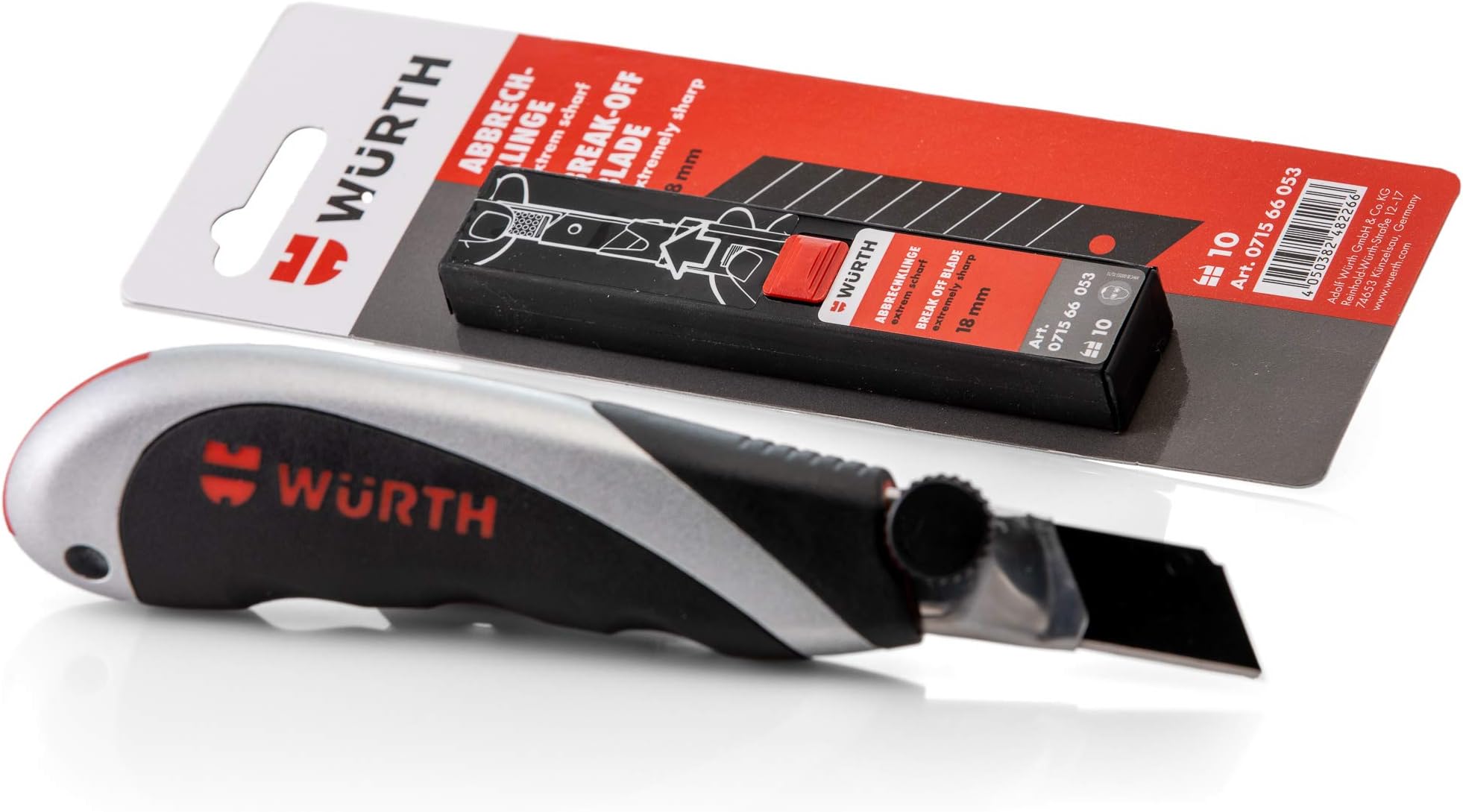Würth Profi 3K-Cutter-Messer und 10 zusätzlichen Abbrechklingen ...