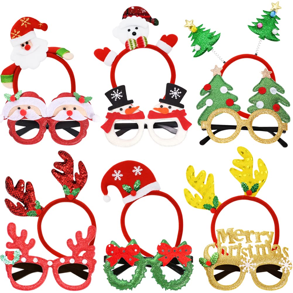 Amazon.com: 12PCS Christmas Headbands and Glasses Frames, Christmas ...