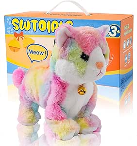 Amazon.com: Plush Cat Stuffed Animal Interactive Cat Robot Toy, LED ...
