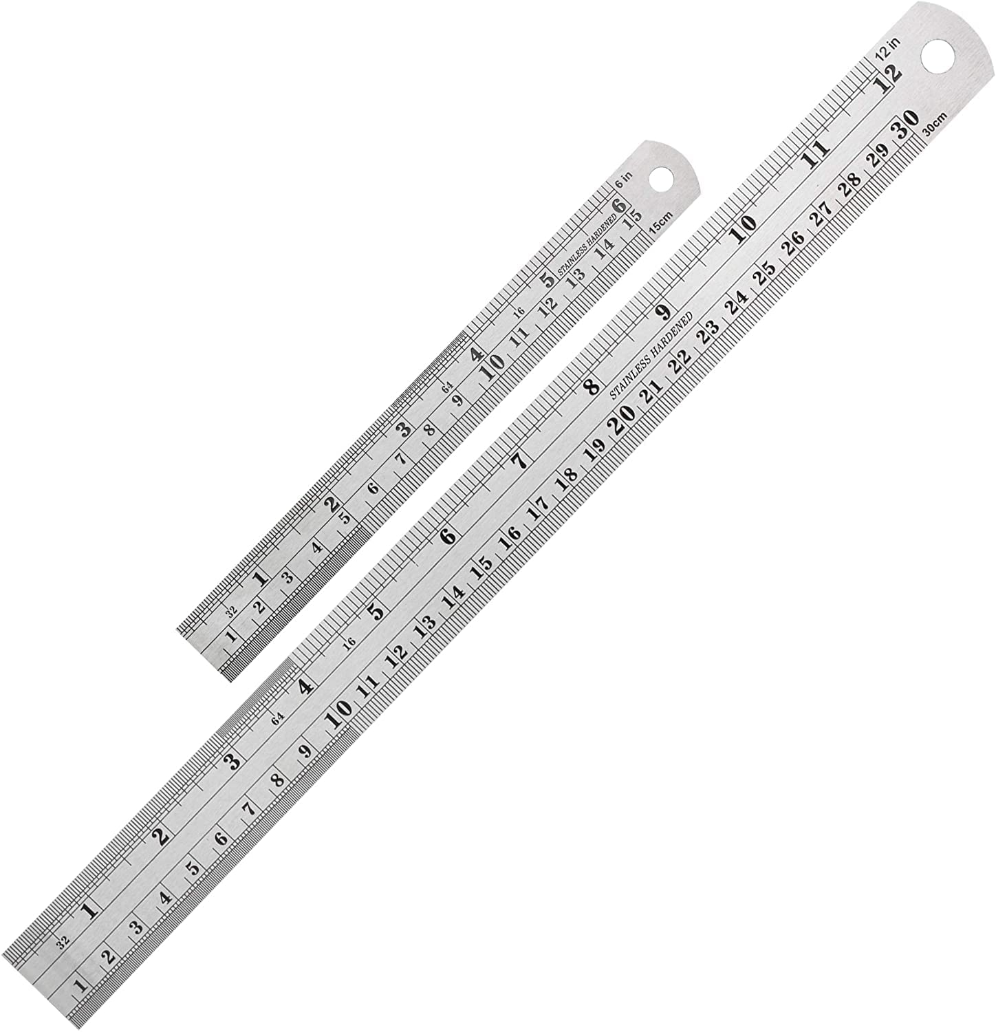 Vankab Stainless Steel Ruler Pack of 2 Measuring Set of 12-Inch/30cm ...
