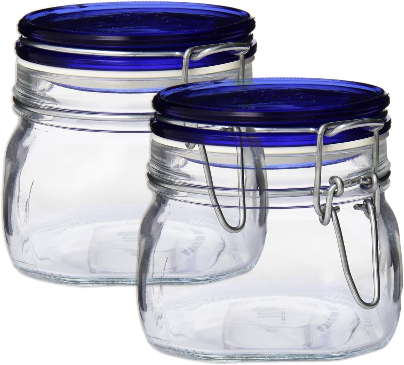 Amazon.com: Bormioli Rocco Fido Square Jar with Blue Lid, 17-1/2-Ounce ...