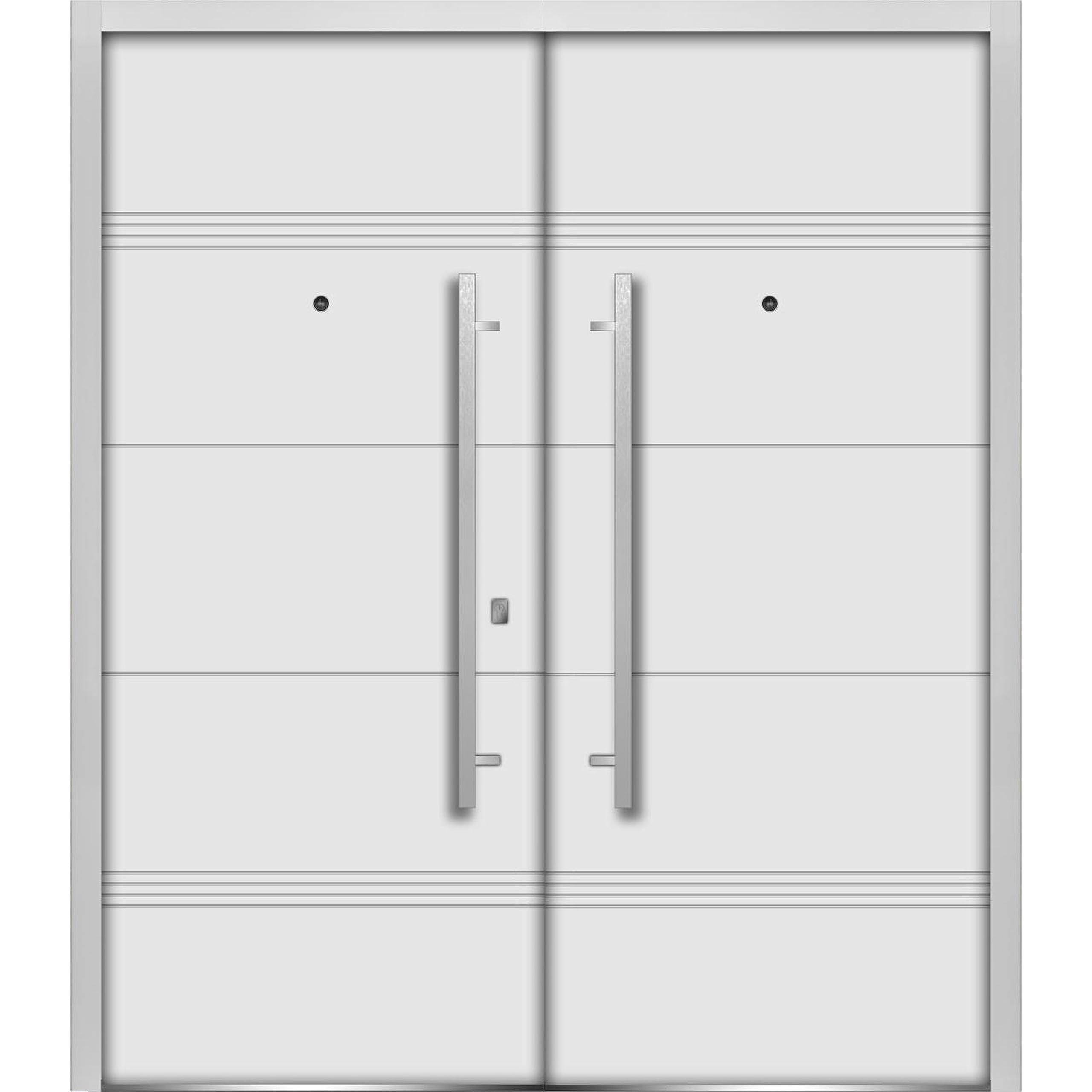 Front Exterior Prehung Steel Double Doors/Deux 1705 White Enamel/Entry ...