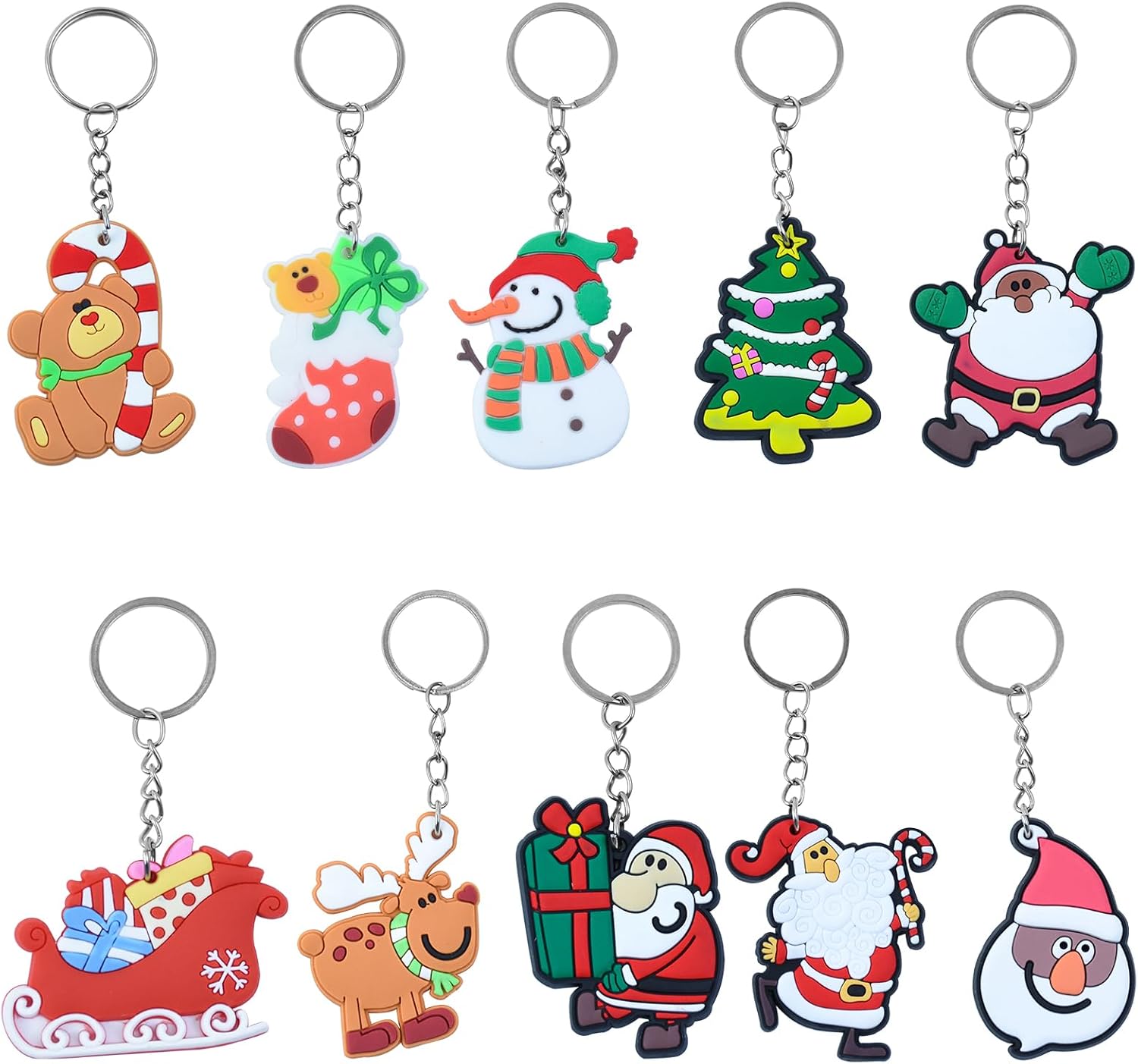 20 Pieces Christmas Keychains Christmas Keyrings Cartoon Keychains ...