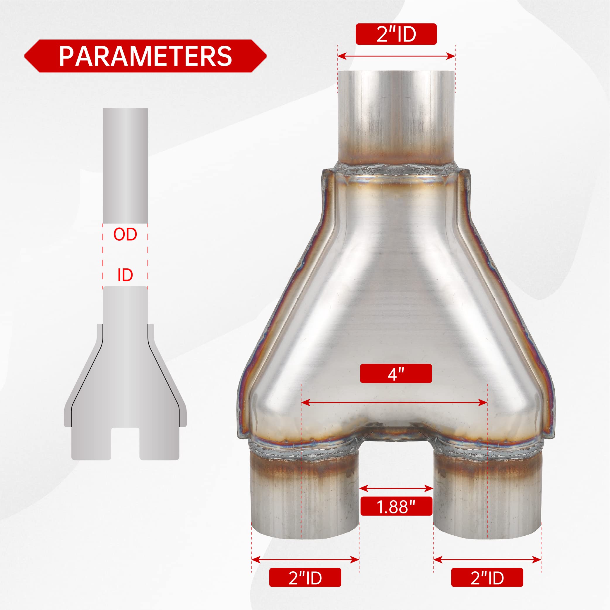 Snapklik.com : FGJQEFG T409 Stainless Steel Y Pipe 2 Inch ID Single To ...