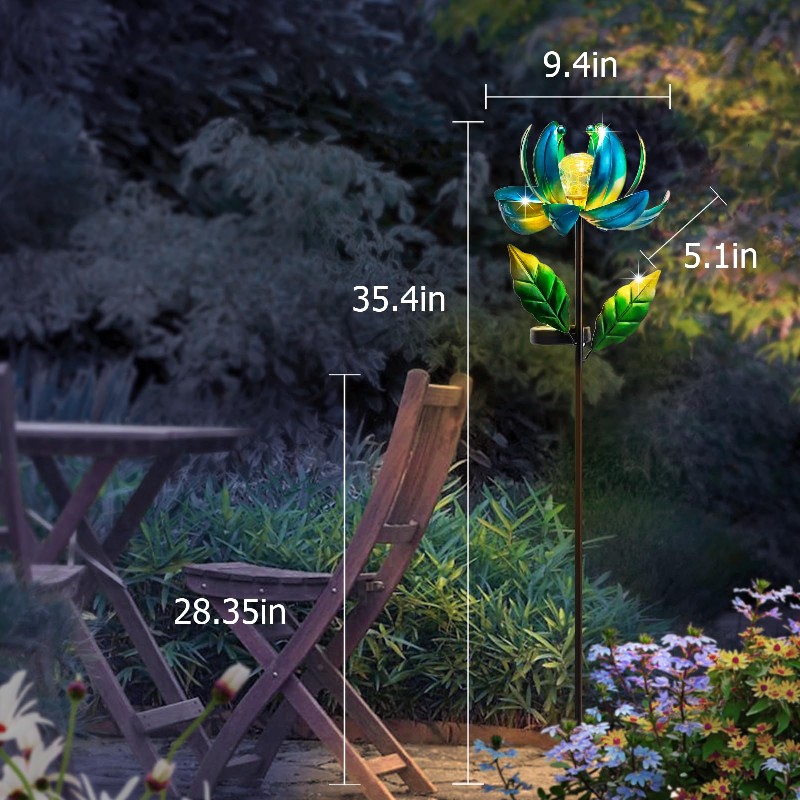 Snapklik.com : Solar Yard Lights Wind Spinners- Metal Lotus Flower ...