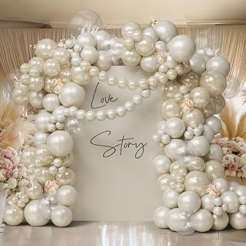 Amazon.com: Pearl Balloon Arch Kit – 116PCS Double Layer Pearl White ...