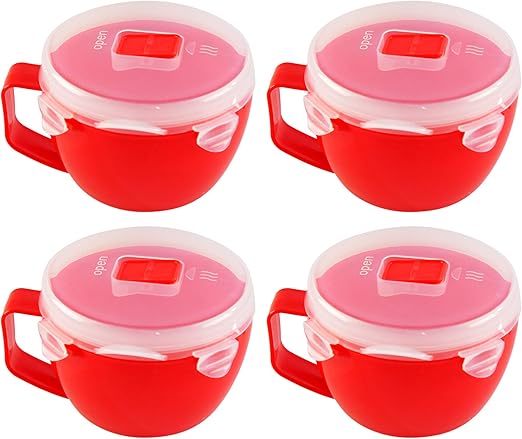 Amazon.com | Home-X Set of 4 Microwave Bowls with Lid - Ramen Bowl ...