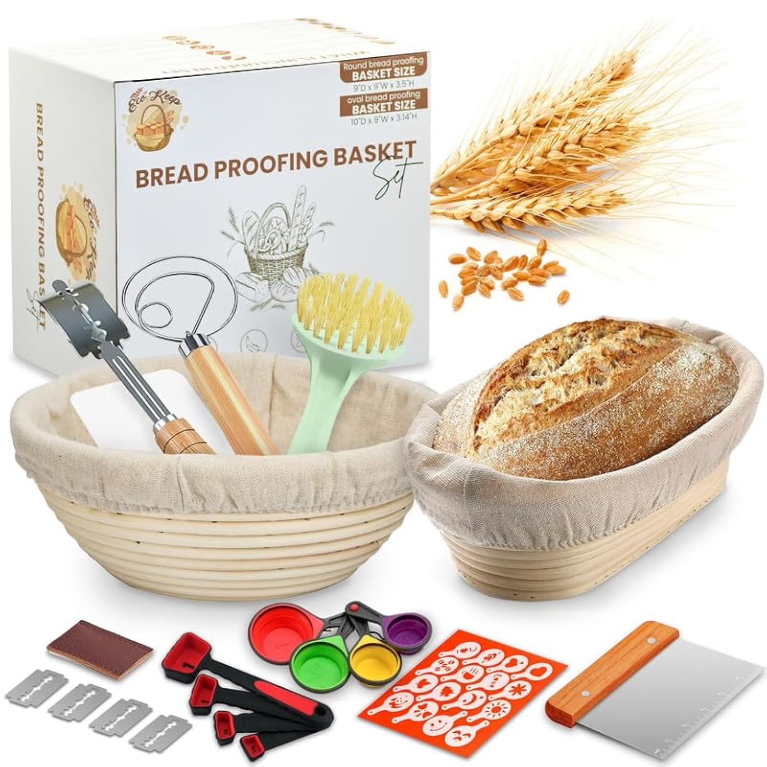 Amazon.com: Eco Keep Premium 9' Round & 10' Oval Banneton Basket with ...