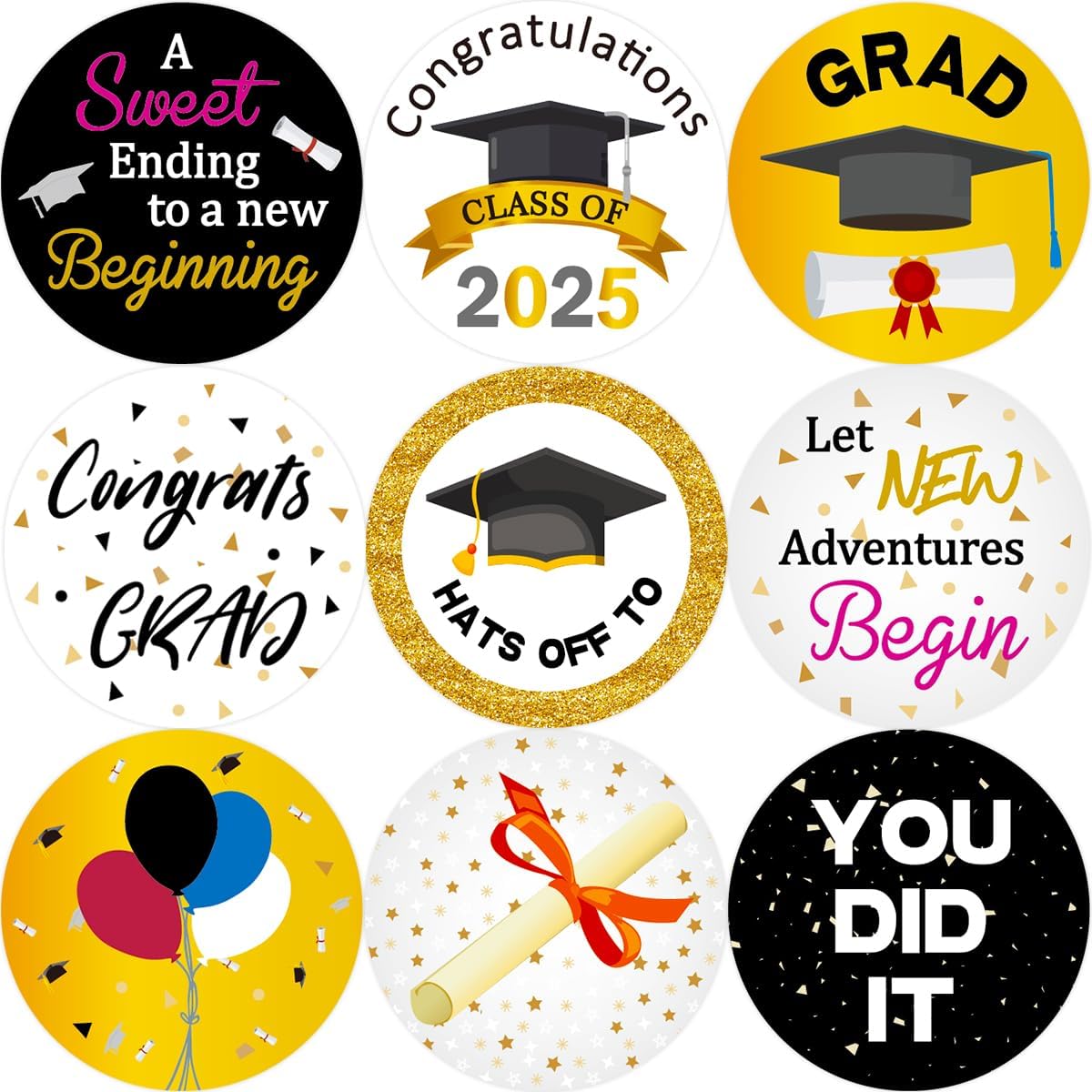 Amazon.com: Fancy Land 2025 Graduation Stickers 500Pcs Per Roll Class ...