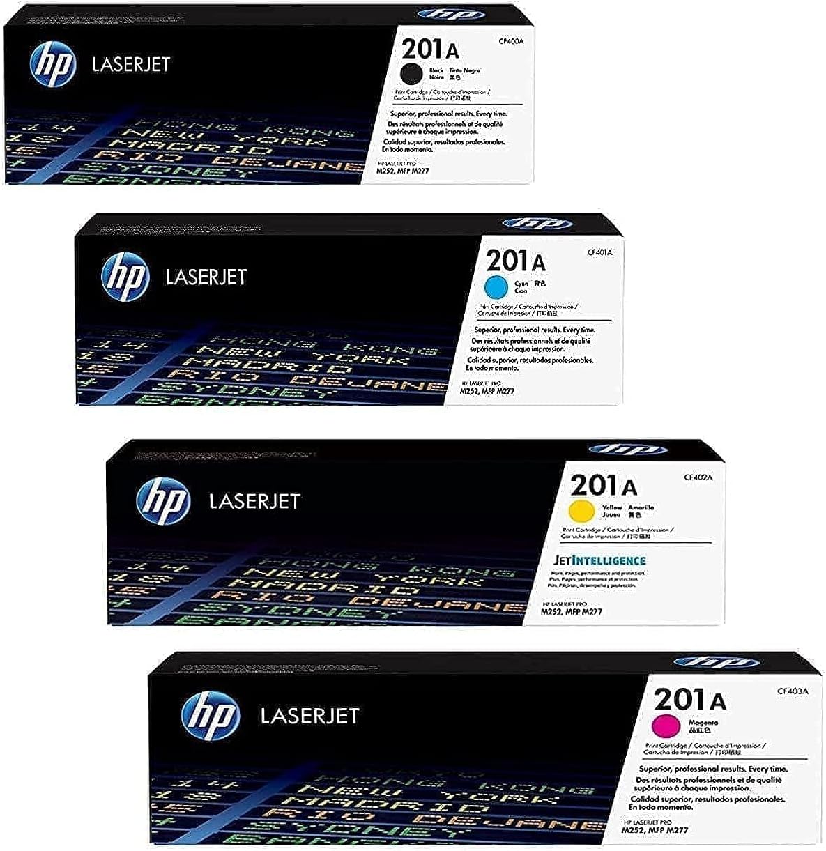 HP CF400A CF403A 201A Lot de 4 cartouches de toner d'origine pour HP ...