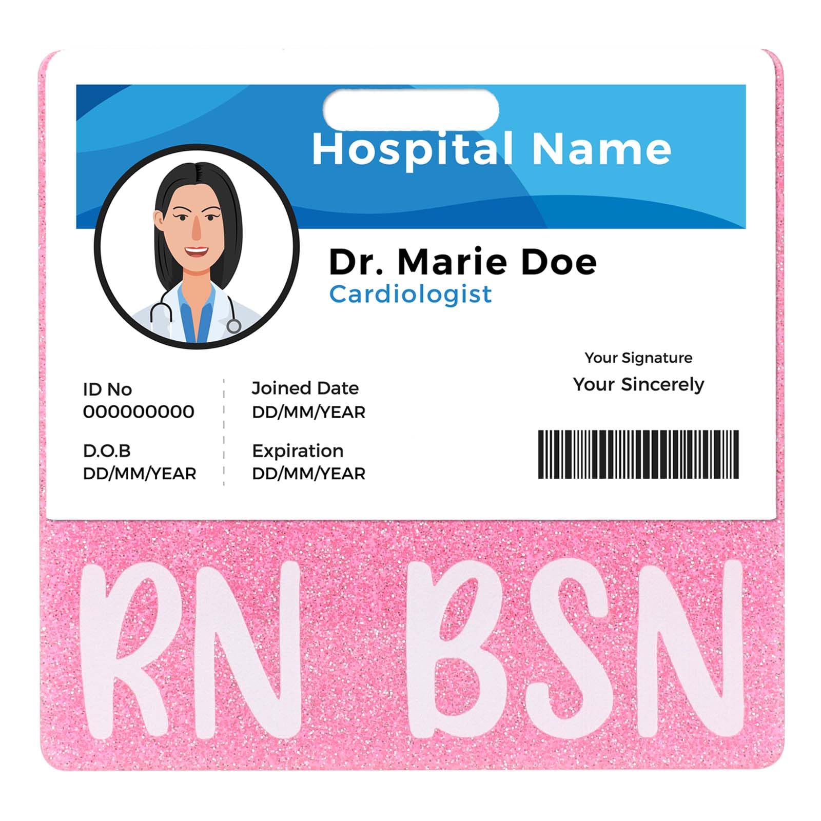Snapklik.com : RN BSN Badge Buddy Pink Glitter Nurse Name Tag Holder ...