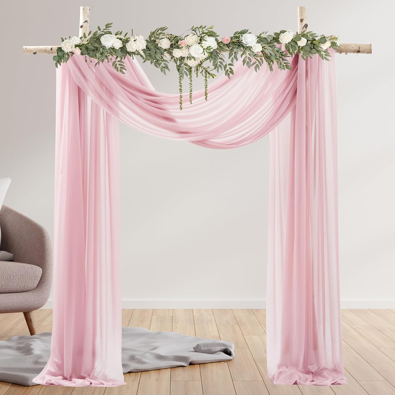 Amazon.com: Wedding Arch Draping Fabric, 2 Panels 30" x 20Ft Dusty Rose ...