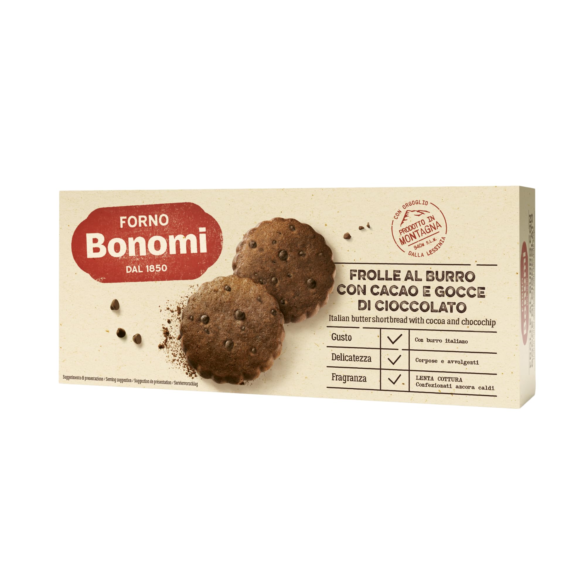 Forno Bonomi Frolle al Burro con Cacao e Gocce di Cioccolato. Biscotti ...