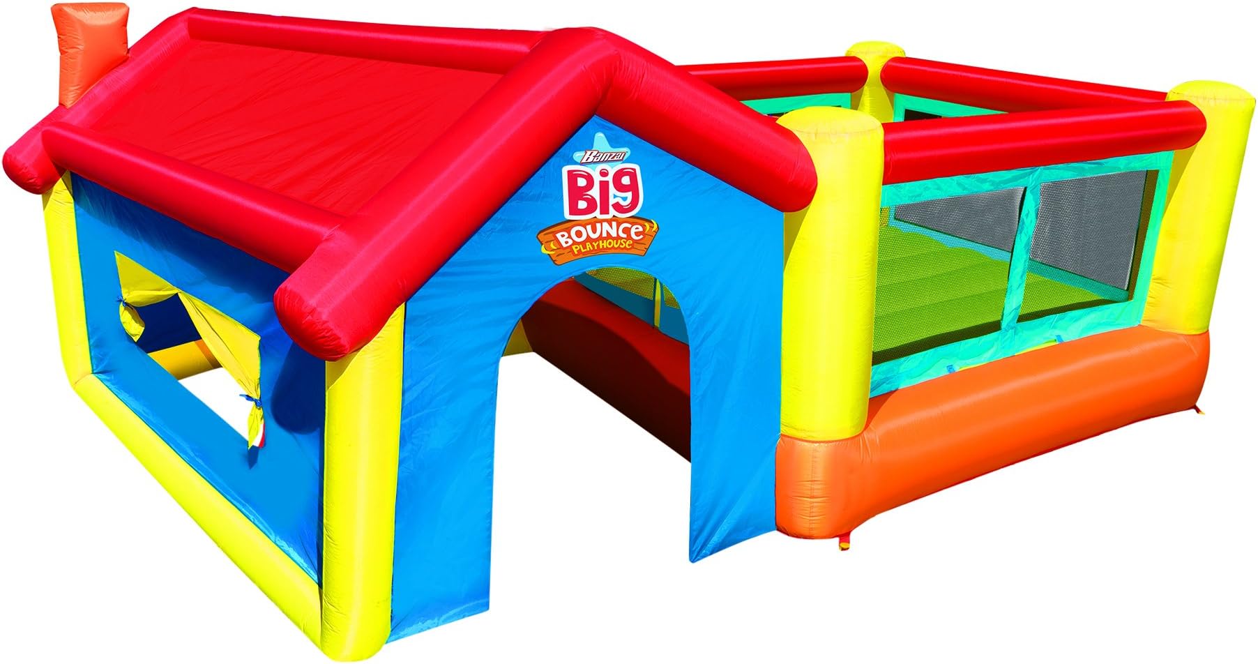 BANZAI Big Bounce Play House Inflatable 2-in-1 Bounce House & Canopy ...