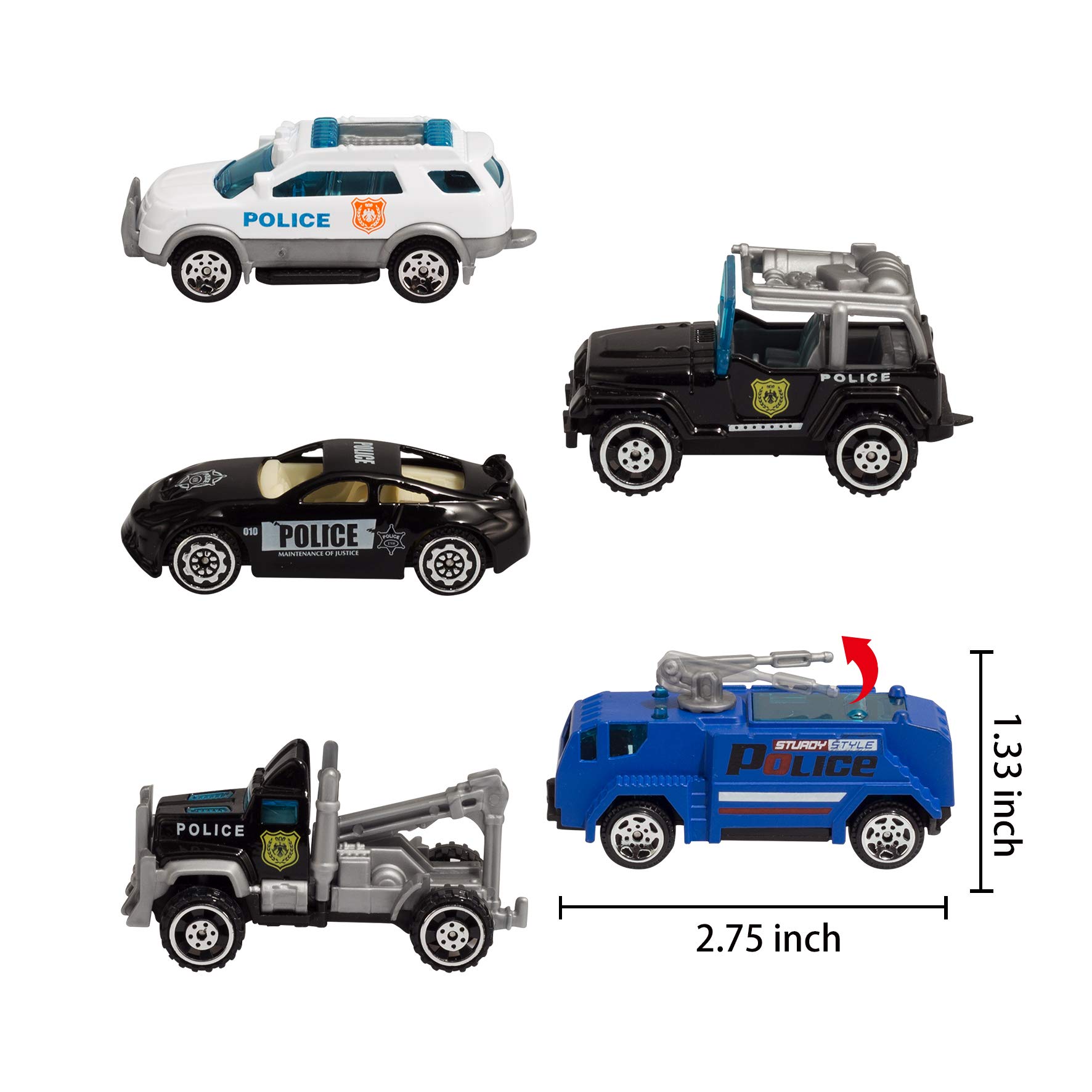 JOYIN 19 in 1 Die-cast Police Toy Truck with Little Police Figures ...